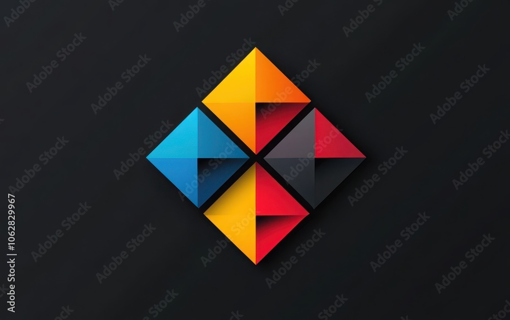 An eye-catching vector graphic with four overlapping diamonds in bold ...