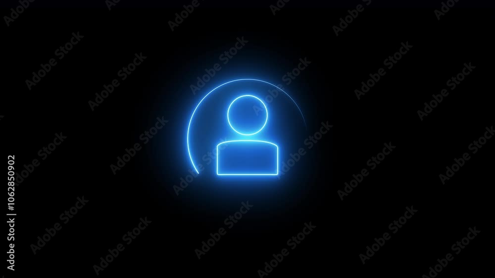 Video footage of Blue glowing Add new member user neon icon. Looped ...