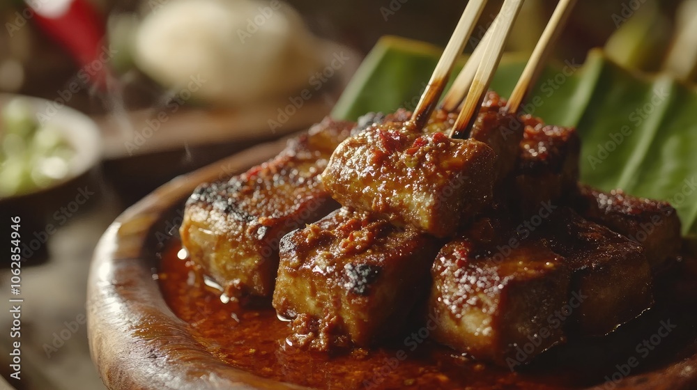 Traditional Malay lemang dish served with spicy rendang ayam , Malay ...