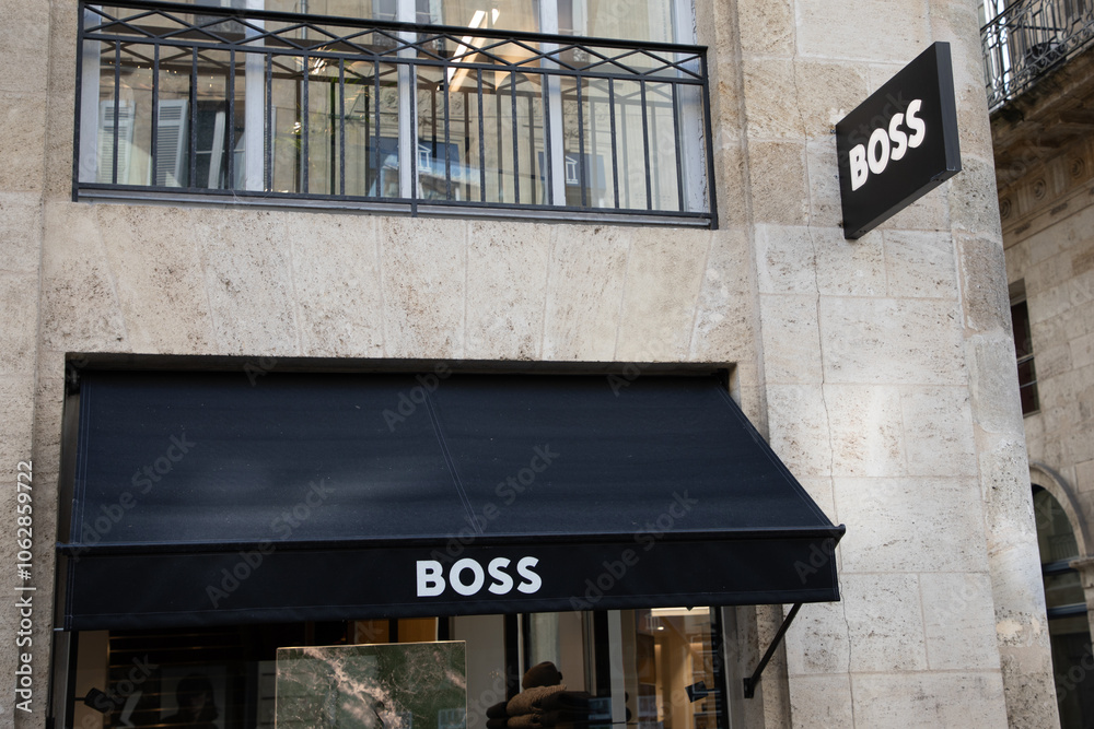 hugo boss brand text shop and sign logo on facade store fashion ...