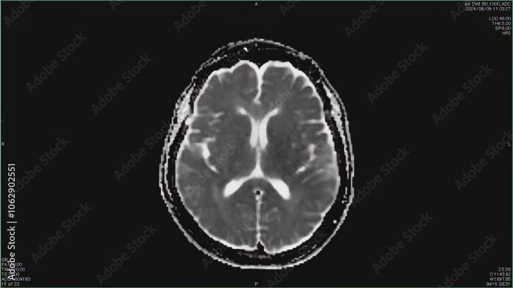 Magnetic resonance images of the brain, MRI of the brain, of a patient ...