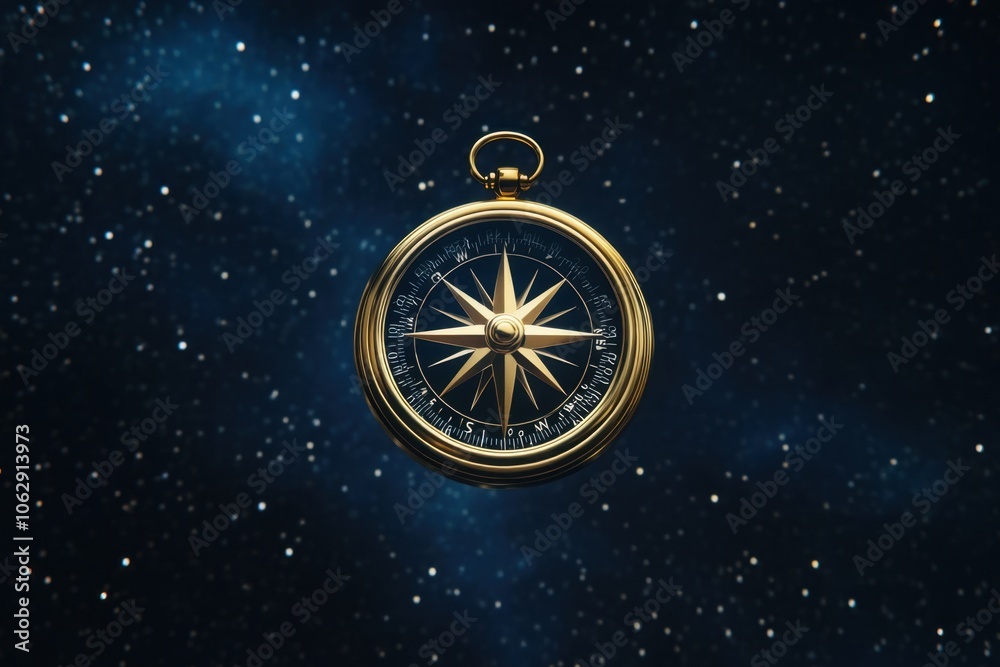 A compass set against a starry night sky, symbolizing guidance, destiny ...
