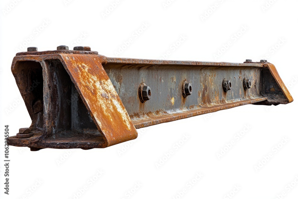 A rusted steel beam showcases the beauty of decay. It stands as a ...