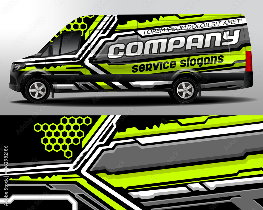 Delivery van vector design. Car sticker. Car design development for the ...
