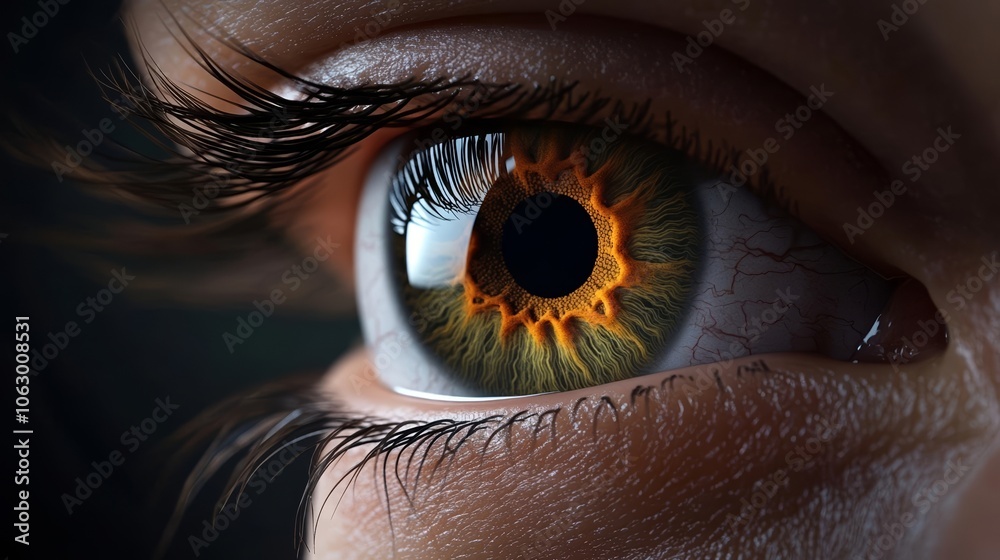 Close-up medical illustration of the eye affected by macular ...