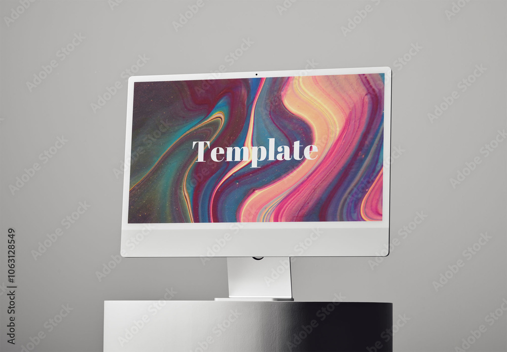 Mockup Of Computer Monitor With Customized Screen Stock Template ...