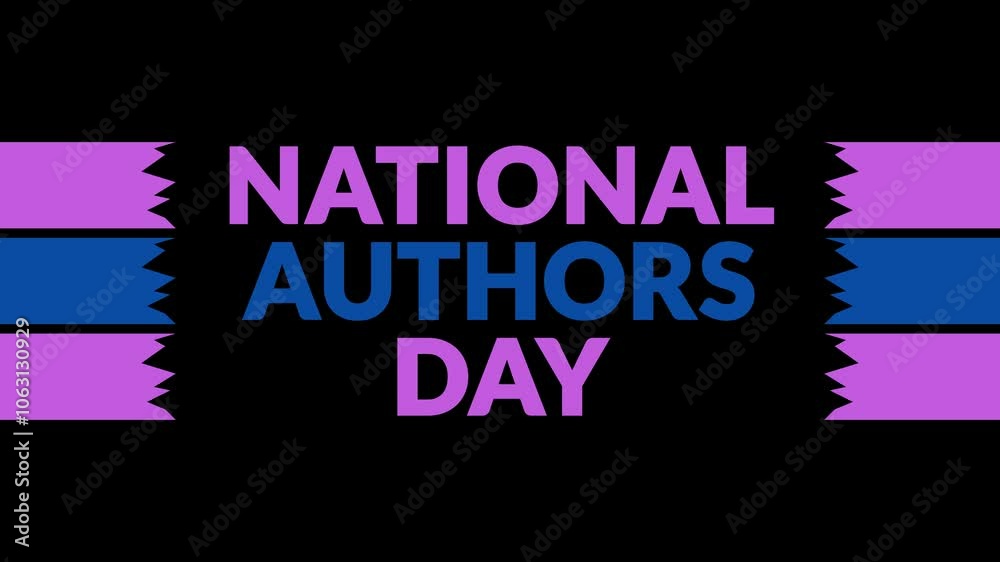 National Authors Day In and Out text from split line animation on a ...