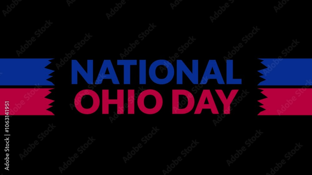 National Ohio Day In and Out text from split line animation on a black ...
