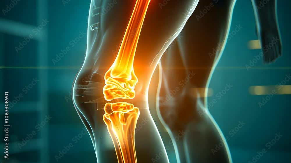Human Knee Anatomy, 3D Render of Human Skeleton, X-Ray of the Knee ...