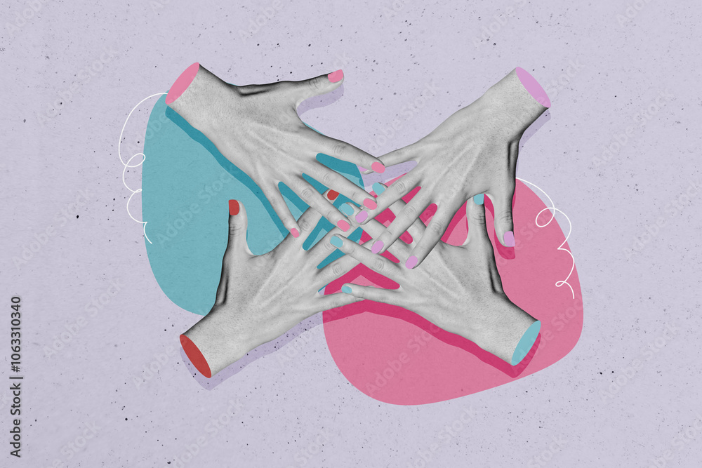 Composite trend artwork 3D sketch image photo collage of human hands ...