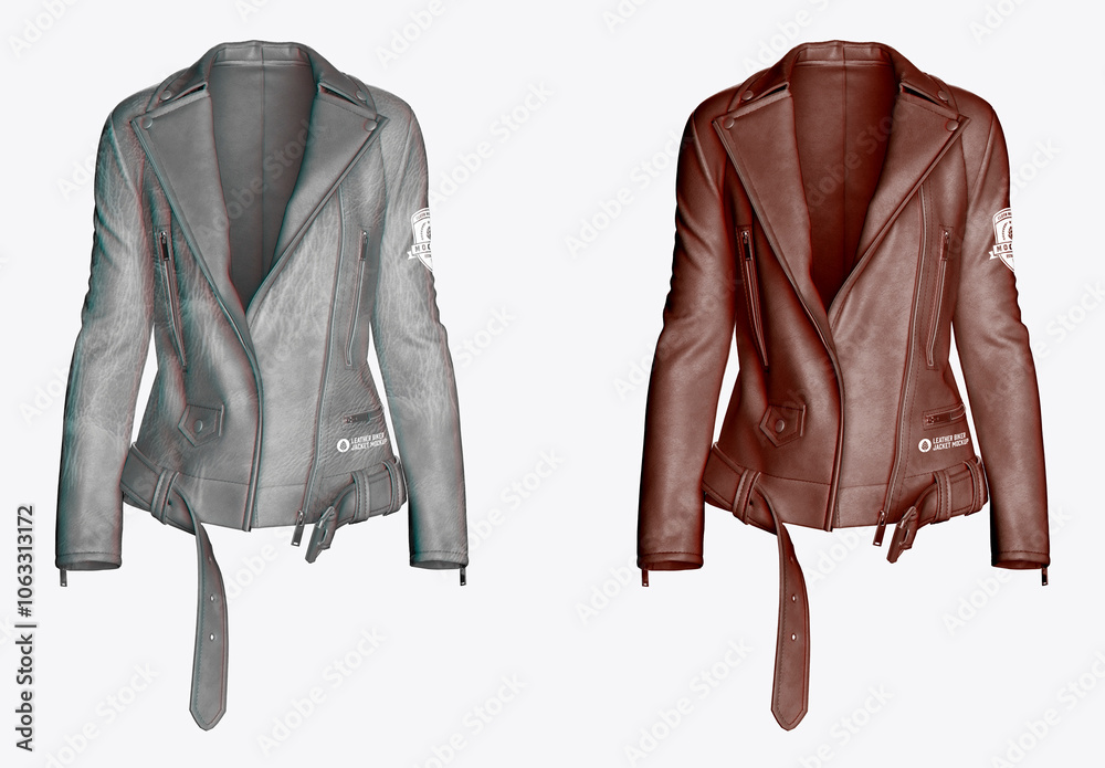 Women's Leather Biker Jacket Mockup Stock Template | Adobe Stock