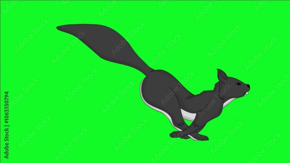 2d Animation Of A Gray Squirrel Running In Place Side View With Green ...