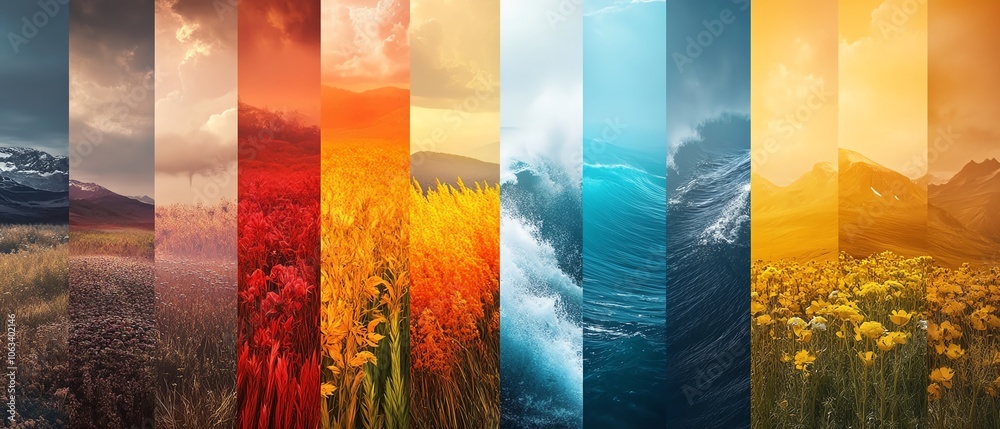 A vibrant collage of renewable energy sources, including biomass and ...