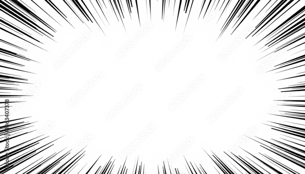 Poster Manga panel background, black and white dynamic action lines ...