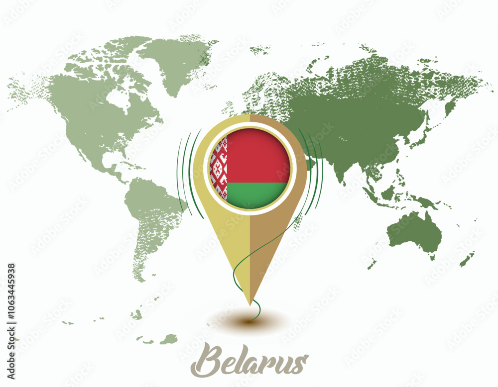 map with magnified Belarus, map of my current position, map vector ...