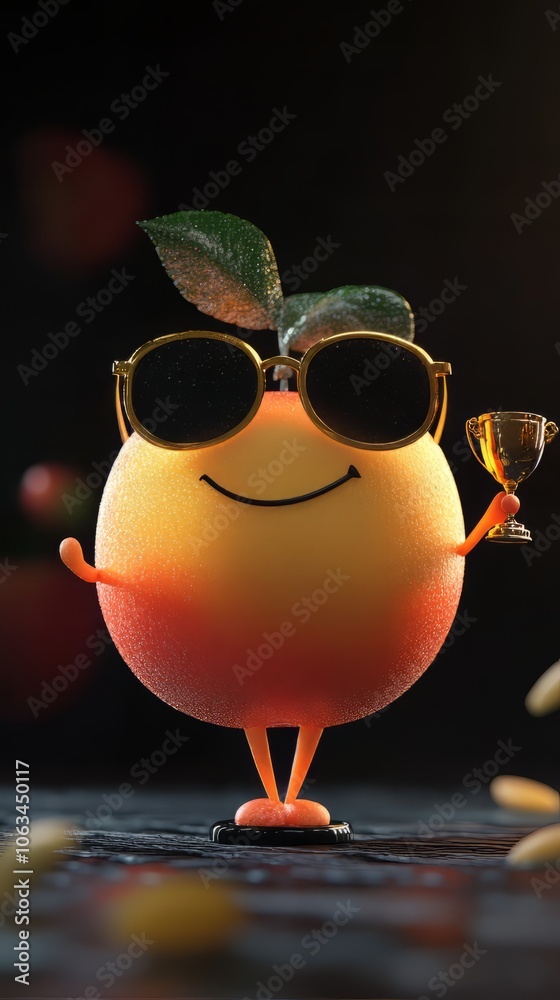 cute chibbi 3d blender apple character wearing gangster meme sunglasses ...