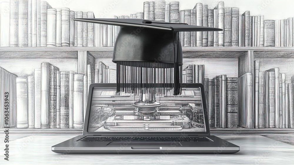 Embrace Imagination: A Modern Minimalist Desk Scene Featuring a Laptop ...