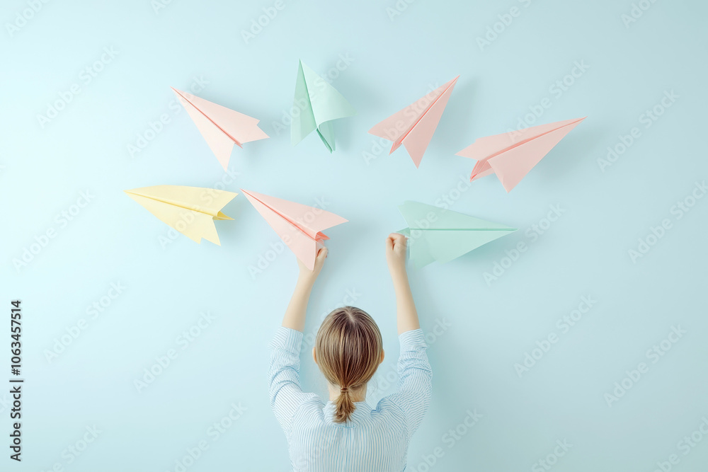 Colorful paper airplanes representing creativity and direction Stock ...