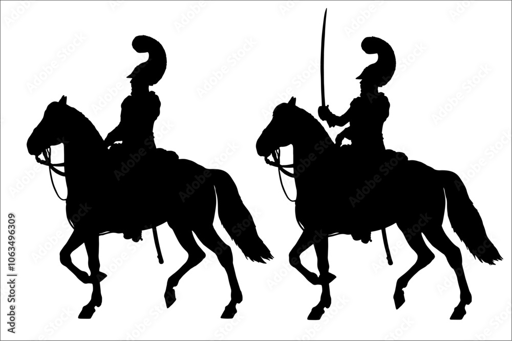 French heavy cavalry - Carabiniers. Mounted soldier of the Napoleonic ...