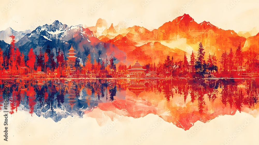 Papercut style for Nepal National Day featuring layered designs of the ...