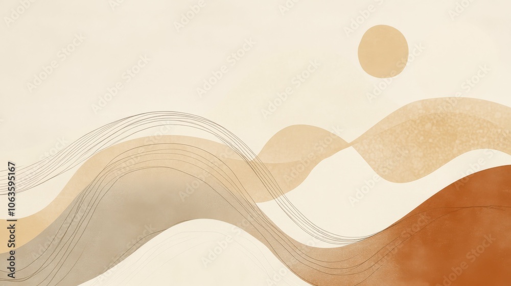 A simple portfolio cover design with delicate, curving lines in warm ...