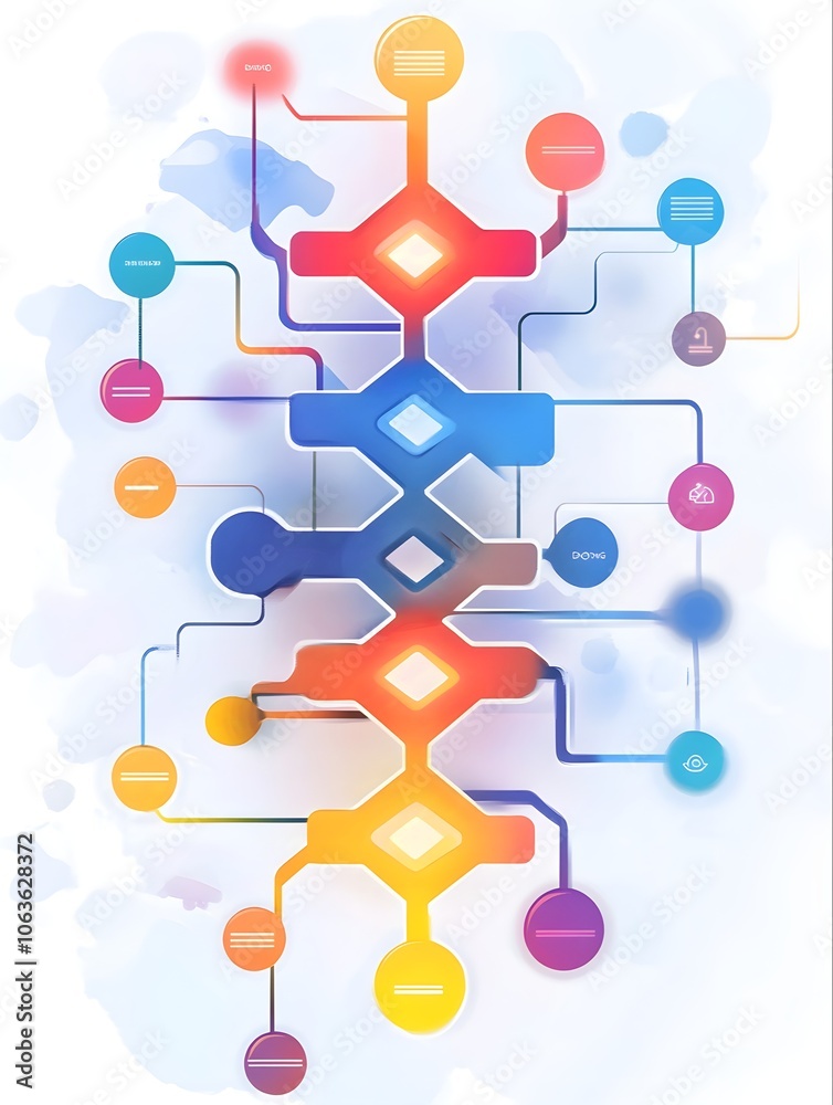 digital colorful flow chart management prozess connected lab created with generative ai ...