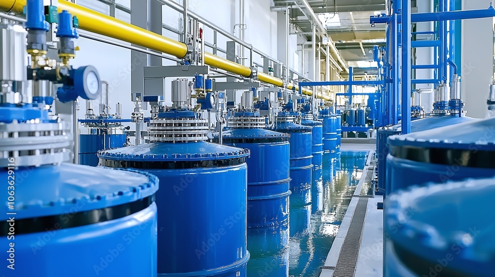 Biodiesel Production Process in a Modern Facility Rows of large ...