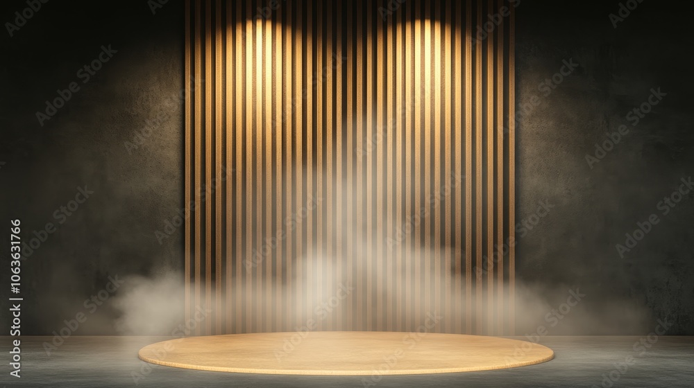 smoke stage background with cool-toned spotlight and drifting fog ...