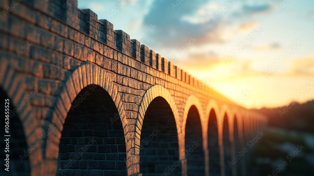 Explore the majestic architecture of an arched bridge at sunset for ...