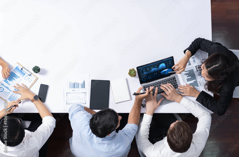 Group of office worker and businesspeople working on business financial ...