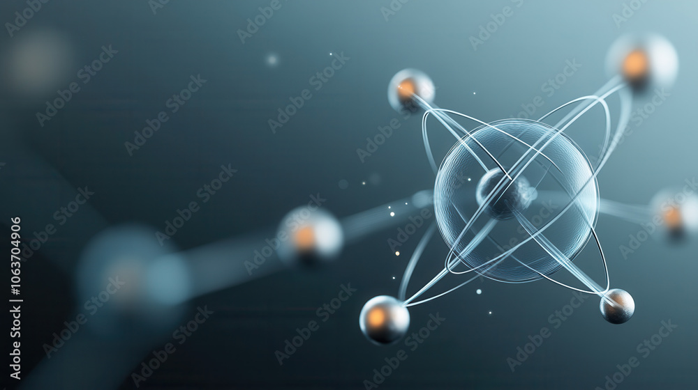 detailed atomic structure showcasing crystal lattice with electrons ...