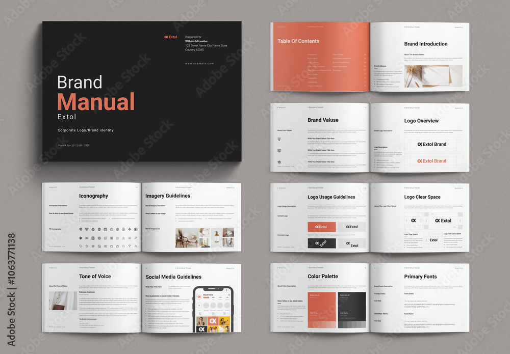 Brand Manual Template Design Layout Landscape Stock Template | Adobe Stock