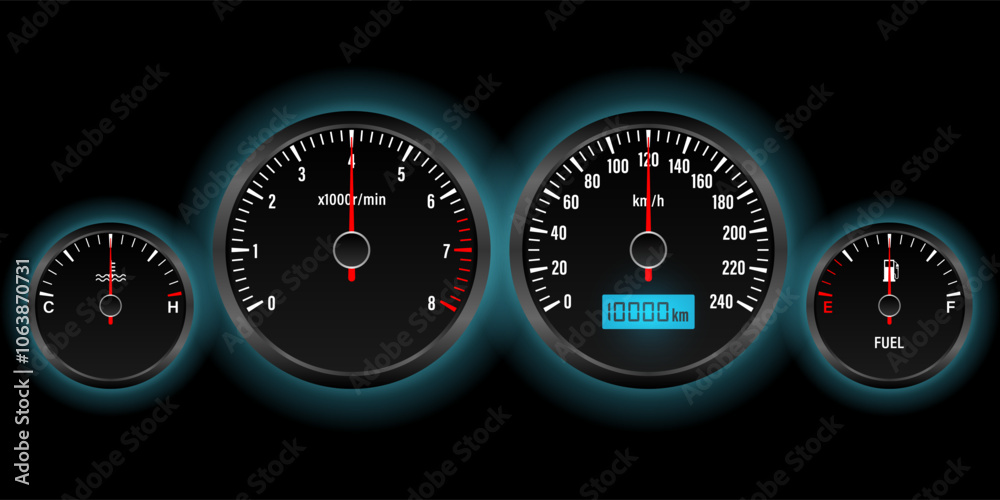 Car Dashboard. Car Panel Display. Car Speedometer Dashboard. Tachometer ...