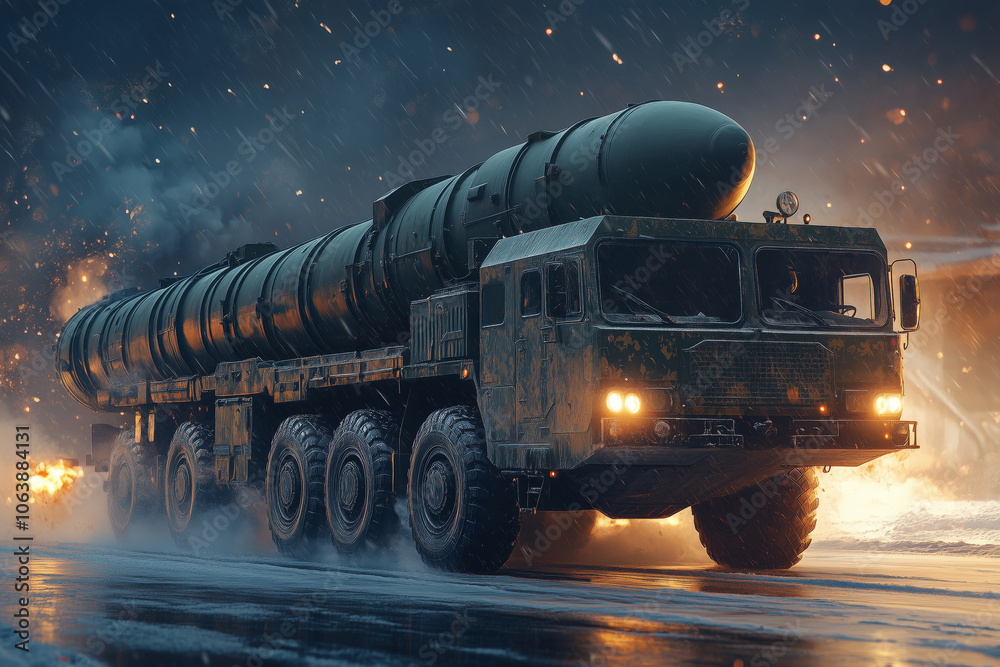 China's military truck transports nuclear missile amid dramatic stormy ...