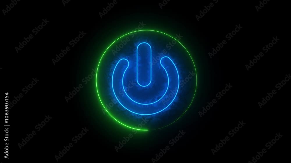Neon power reset button sign animation on of black background .Neon ... Neon power reset button sign animation on of black background .Neon ...