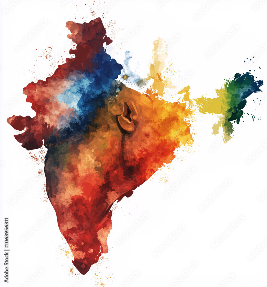 Artistic and Colorful Map of India with Cultural Motifs, Traditional ...