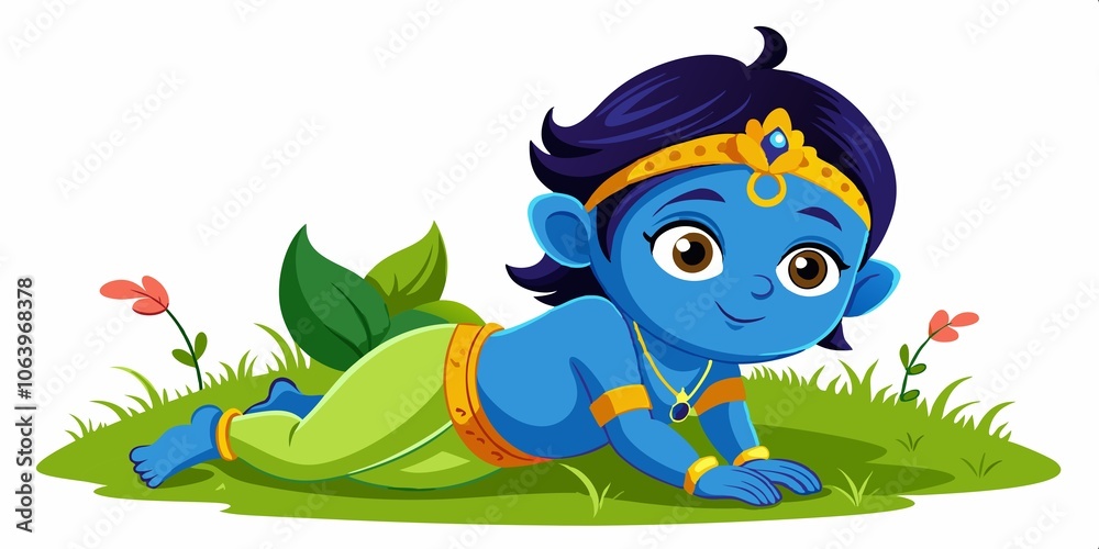 Cute little baby Krishna. Cartoon character Hindu god Lord Krishna ...