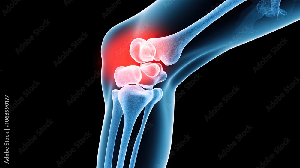 High-resolution X-ray revealing knee joint pain due to bone pathology ...