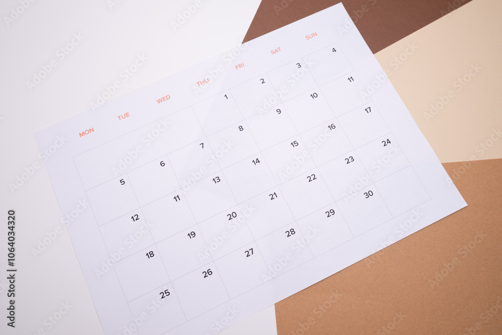 Monthly and yearly calendar. Paper calendar with date. Day planner ...