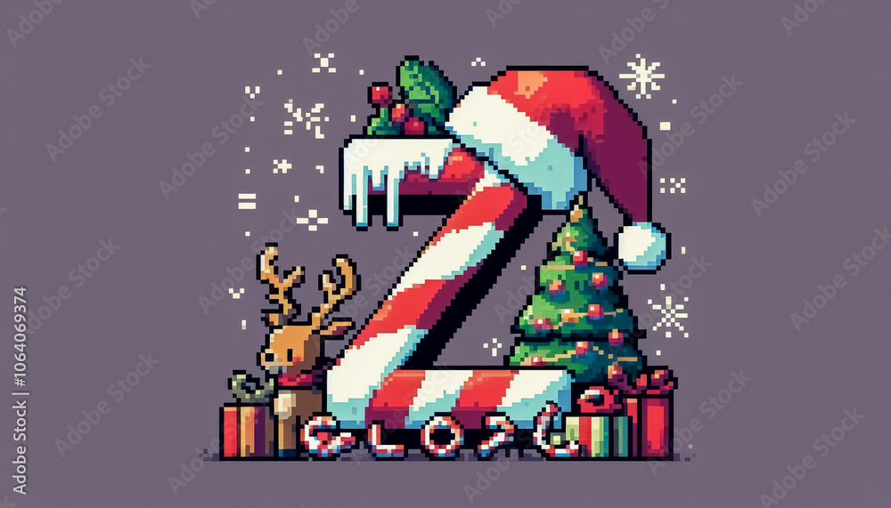 8-bit pixel art style illustration of christmas alphabet letter z Stock ...