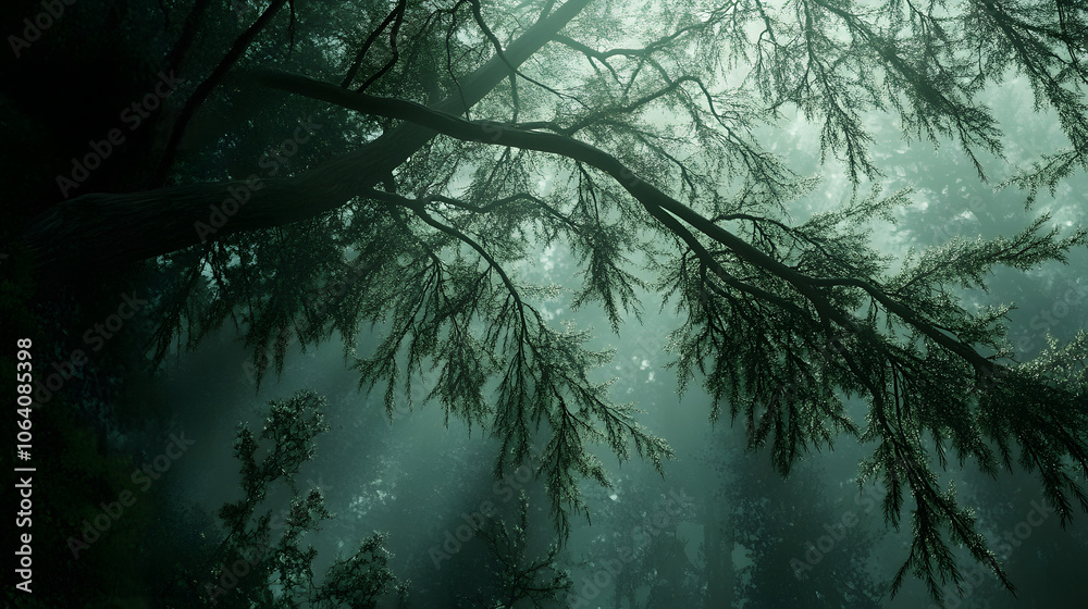 Intricate Branches of Eastern Hemlock Tree Creating a Beautiful Canopy ...