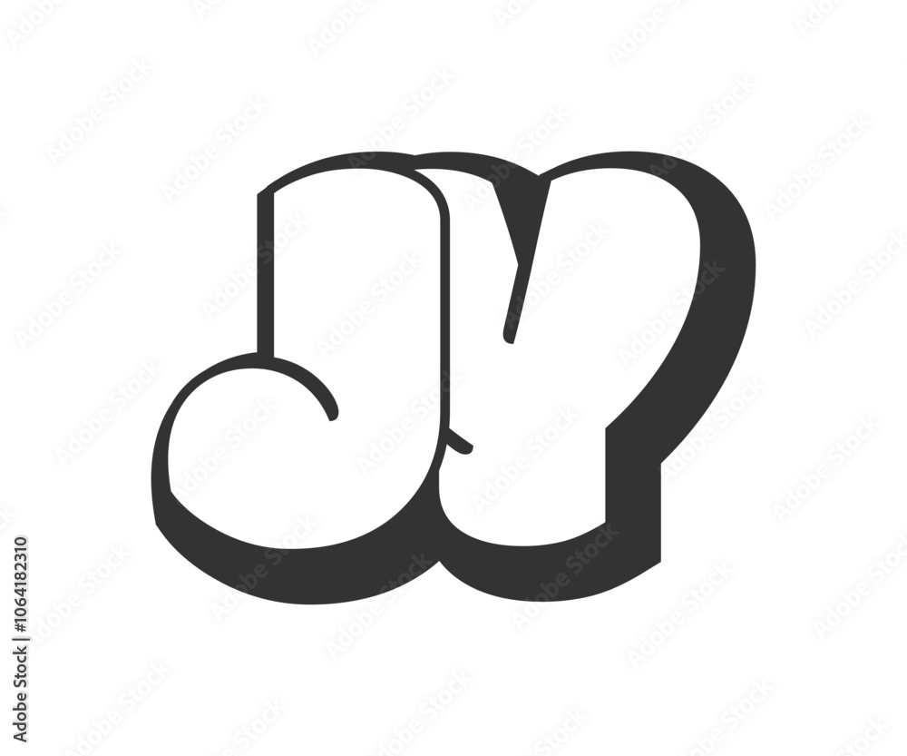 JY logo, bubble comic lettering, rounded in graffiti style black and ...