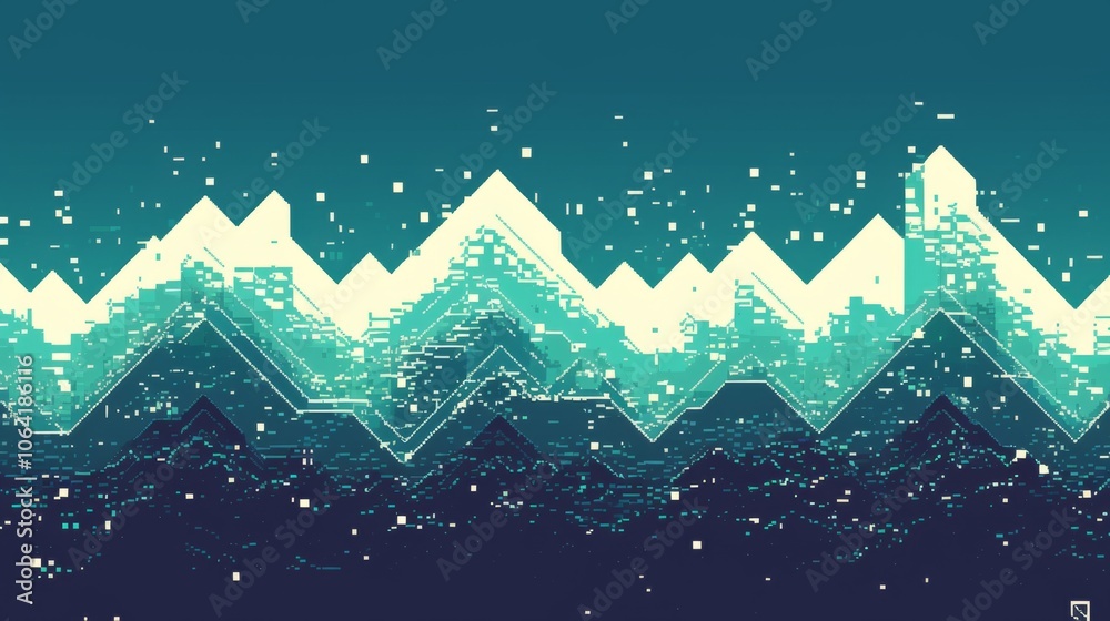 Simple pixel art vector graphic of an audio wave in teal and white ...