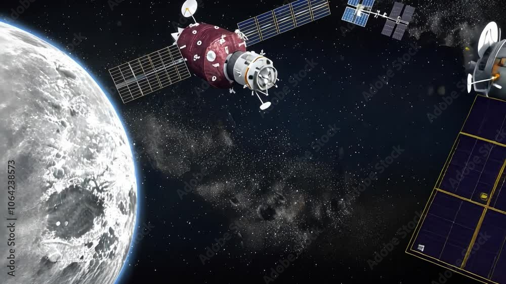 Spacecraft Orbiting the Moon: A captivating view of a spacecraft ...