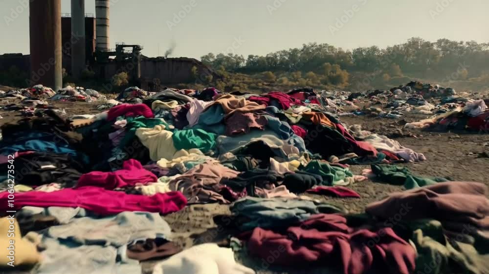 Impact of Fast Fashion Waste Pile of Colorful Clothes in Landfill ...