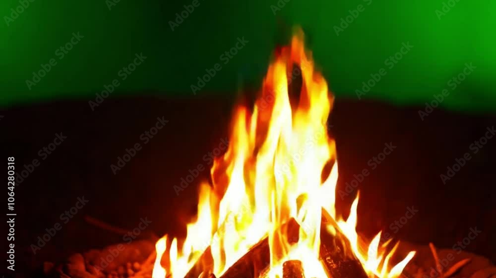 Campfire Flames with green screen background with 4k animation Stock ...