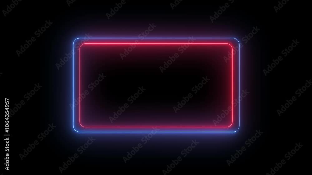 Neon glowing rectangular frame background motion graphic animation in ...