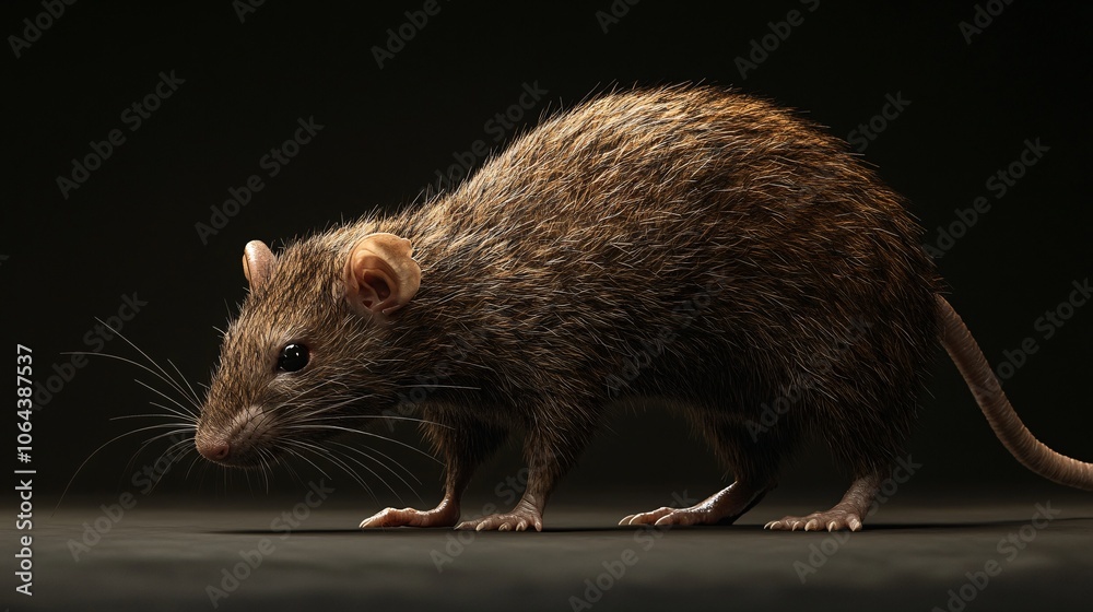 54.An adult rat, standing in a natural posture with its head down ...