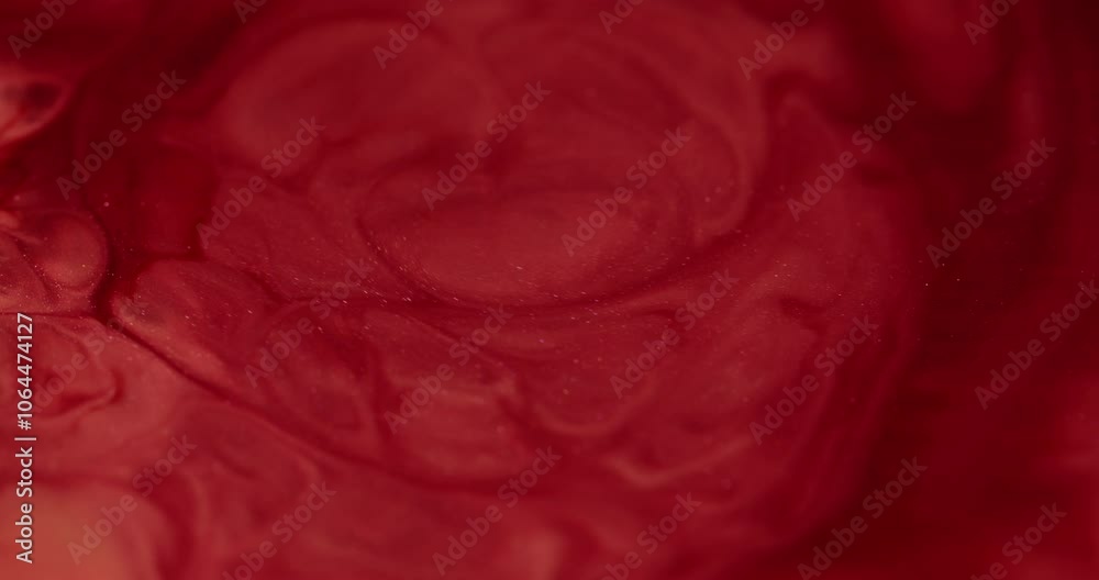 Acrylic overflow. Marble enamel. Disturbance red opaque paint. Pouring ...