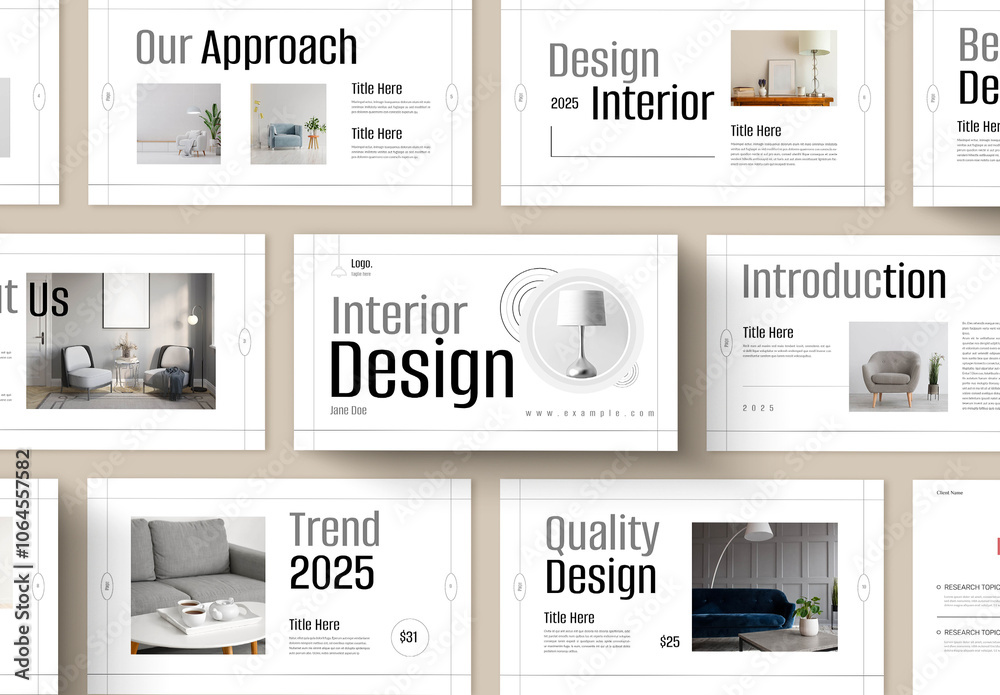 Interior Design Presentation Layout Stock Template | Adobe Stock